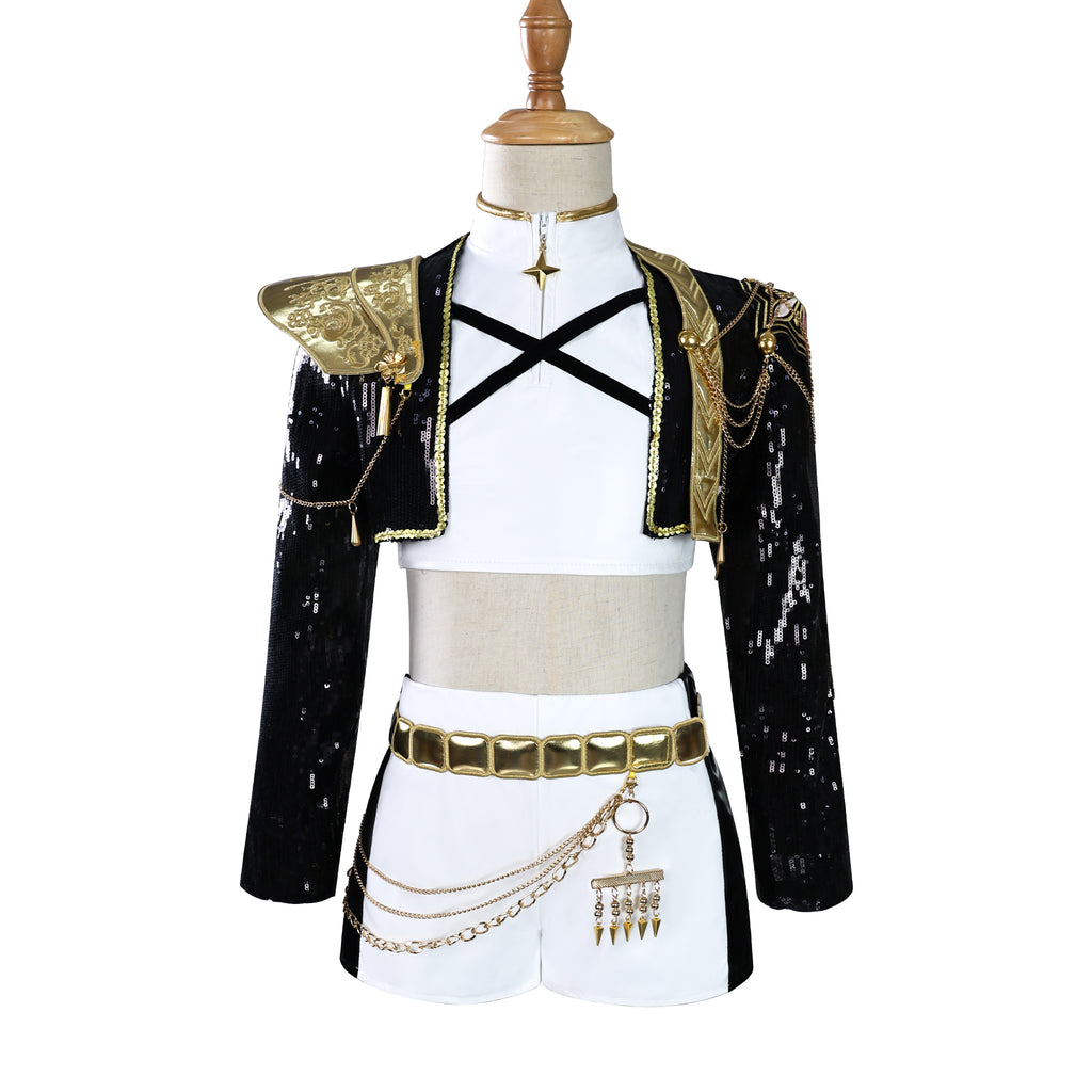 Kpop Demon Hunters Rumi Cosplay Costume Black Golden Halloween Huntrix ...