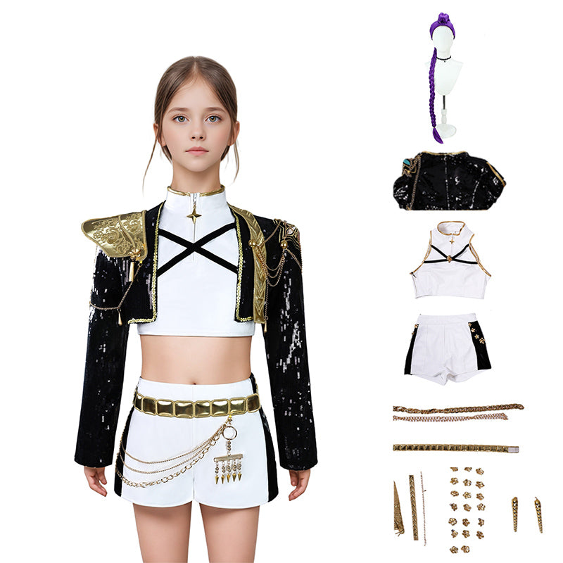 Kpop Demon Hunters Rumi Cosplay Costume Black Golden Halloween Huntrix ...