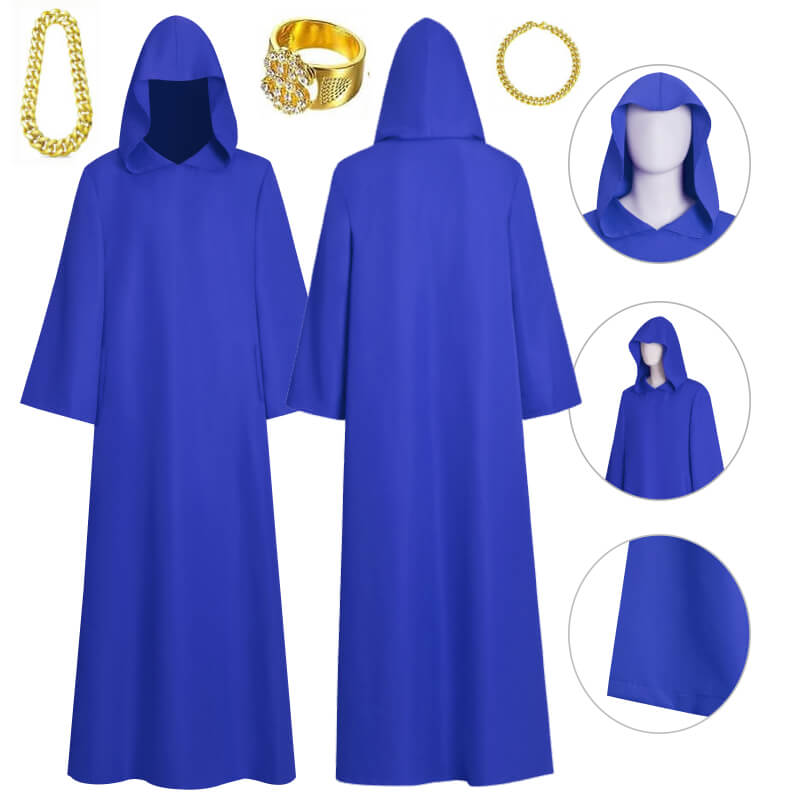 Blue Wizard Robe Shadow Wizard Money Gang Costume Cloak with Hooded BE ...