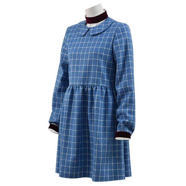 Becostume Esther Orphan Cosplay Costume Girl Blue Plaid Dress Hallowee