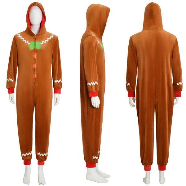 Gingerbread Adult Costume Suit Kids Gingerbread Man Bodysuit Outfit Ch ...