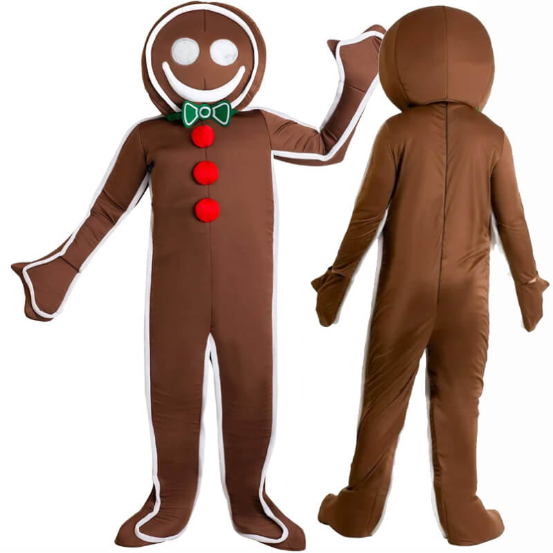 Iced Gingerbread Man Costume Aults Fun Christmas One Piece Jumpsuit ...