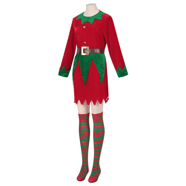 Christmas Elf Costume Adult Elf Cosplay Dress Stocking Christmas Famil ...