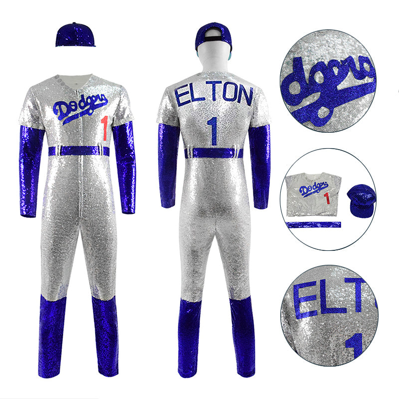 Rocketman Cosplay Elton John Dodgers Costume Baseball Uniform Hallowee ...