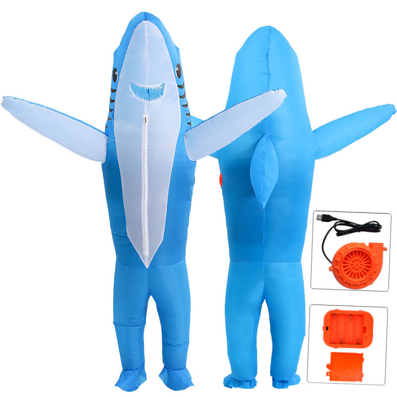 Inflatable Shark Costume Kids Adults Halloween Funny Blow Up Inflatabl ...