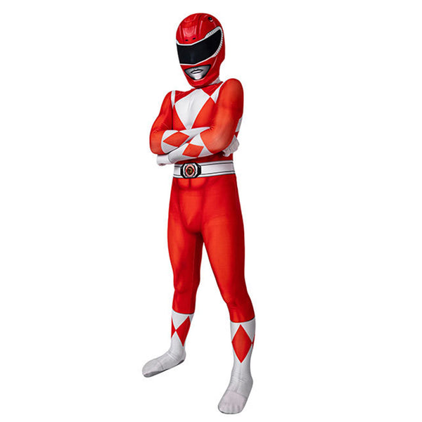 Kids Power Rangers Jumpsuit Red Ranger Cosplay Costume Halloween Party ...