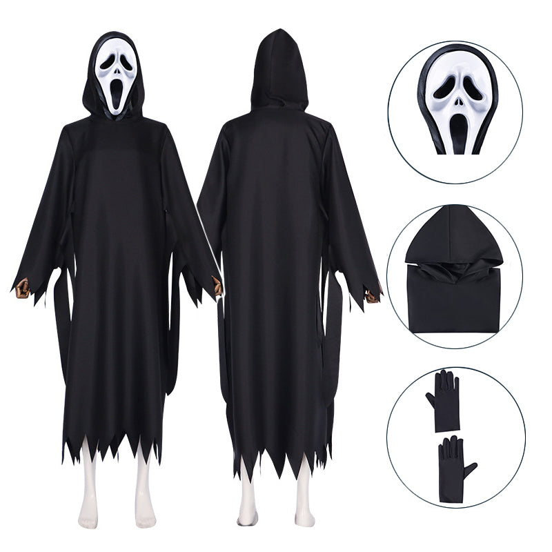 Kids Adult Scream Ghostface Cosplay Costume Halloween Horror Mask Robe ...