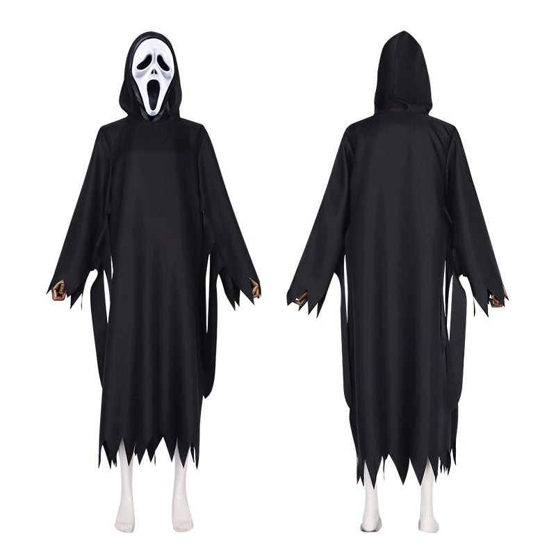 Kids Adult Scream Ghostface Cosplay Costume Halloween Horror Mask Robe ...